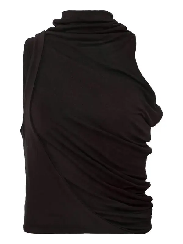 Hache Asymmetric Sleeveless Top - Black
