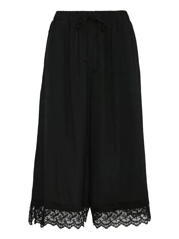 Simone Rocha Cropped Trousers With Lace Trim - Black