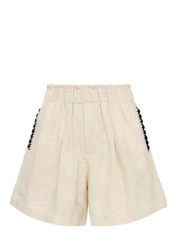 RENLI SU Contrast Trim Shorts - Neutrals