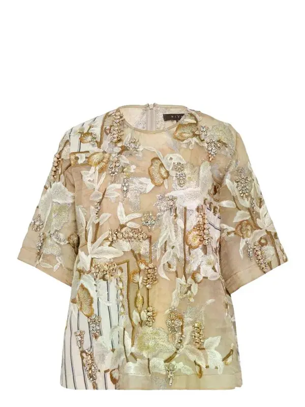 Biyan Embellished Silk Blouse - Neutrals