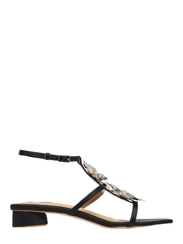 PACE Cherie Floral-appliqué Sandals - Black