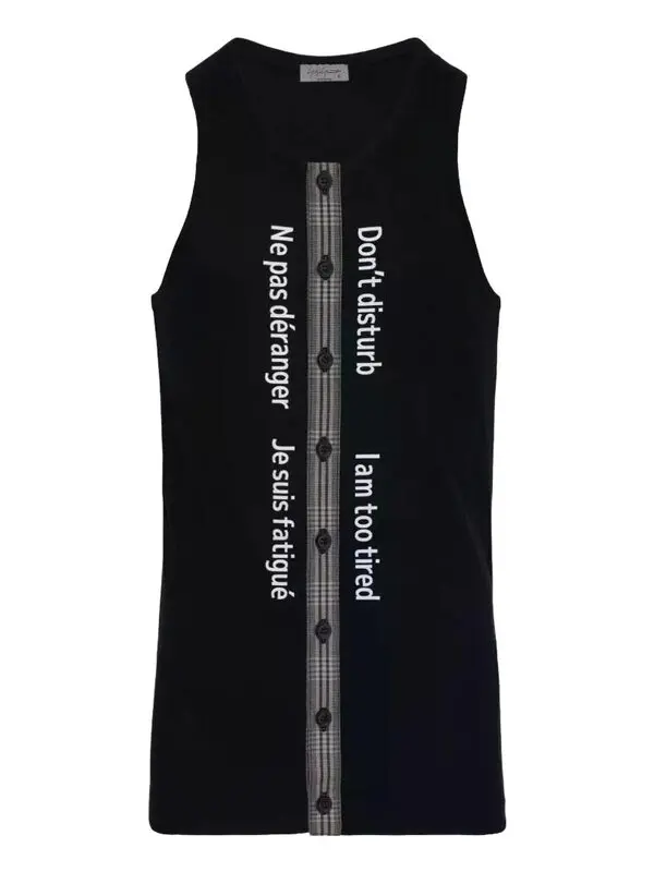 Yohji Yamamoto Slogan-print Tank Top - Black