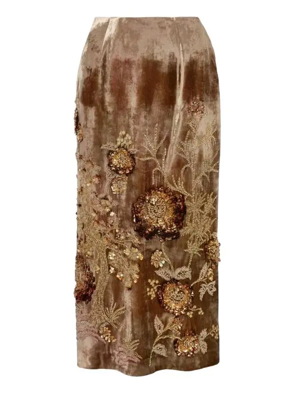Biyan Sequin-embellished Midi Skirt - Neutrals