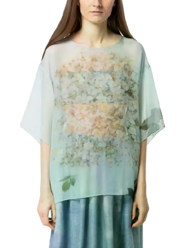ANNTIAN Printed Chiffon Top - Blue