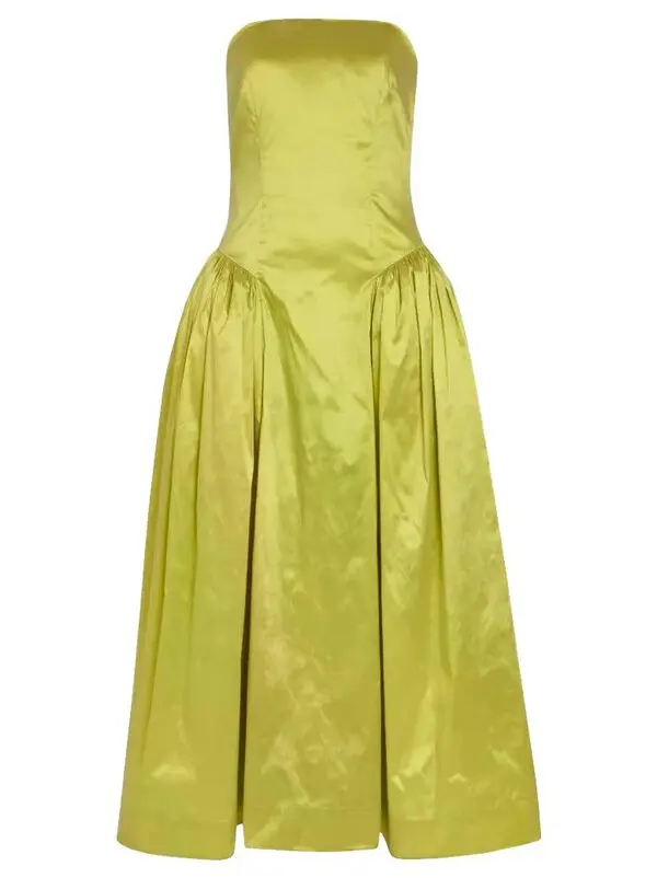 Simone Rocha Strapless Pleated Midi Dress - Green