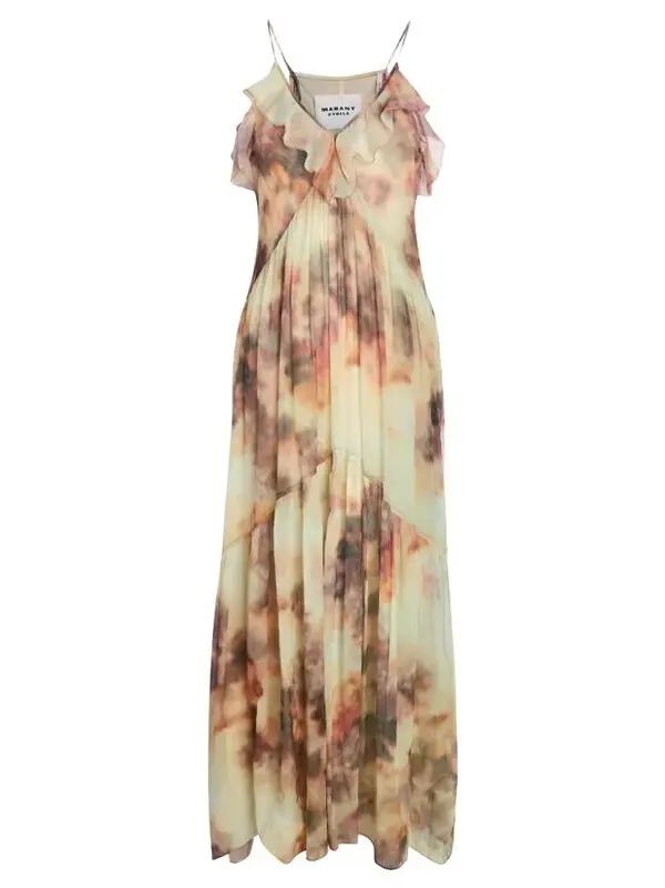 ETOILE Printed Dress With Ruffled Neck - Neutrals