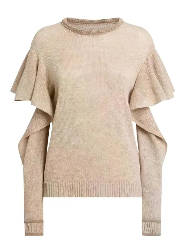 Moschino Knitted Jumper With Ruffled Sleeves - Neutrals