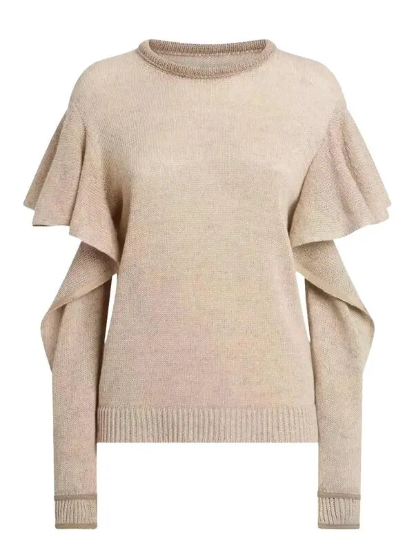 Moschino Knitted Jumper With Ruffled Sleeves - Neutrals