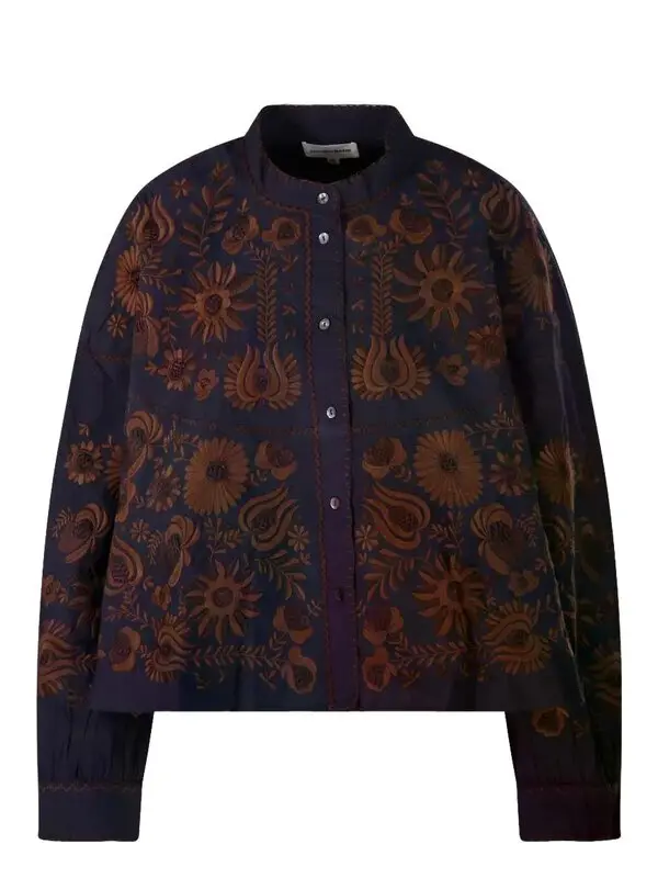 Antik Batik Floral-embroidered Shirt - Blue