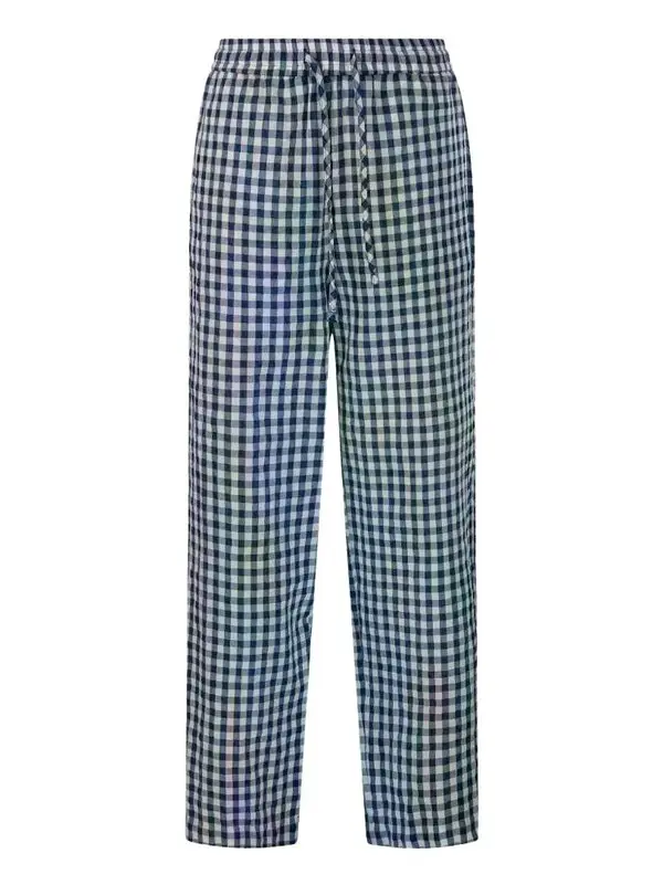 DUNST Checked Drawstring Trousers - Blue