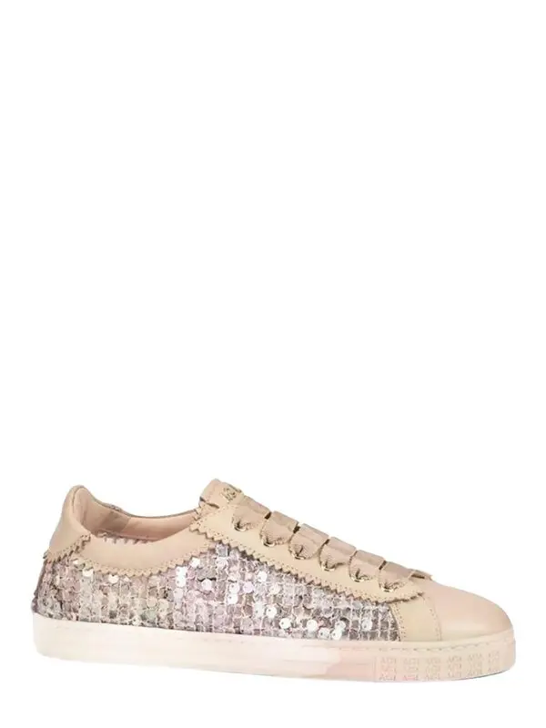 Agl Sequined Lace Trim Sneakers - Neutrals