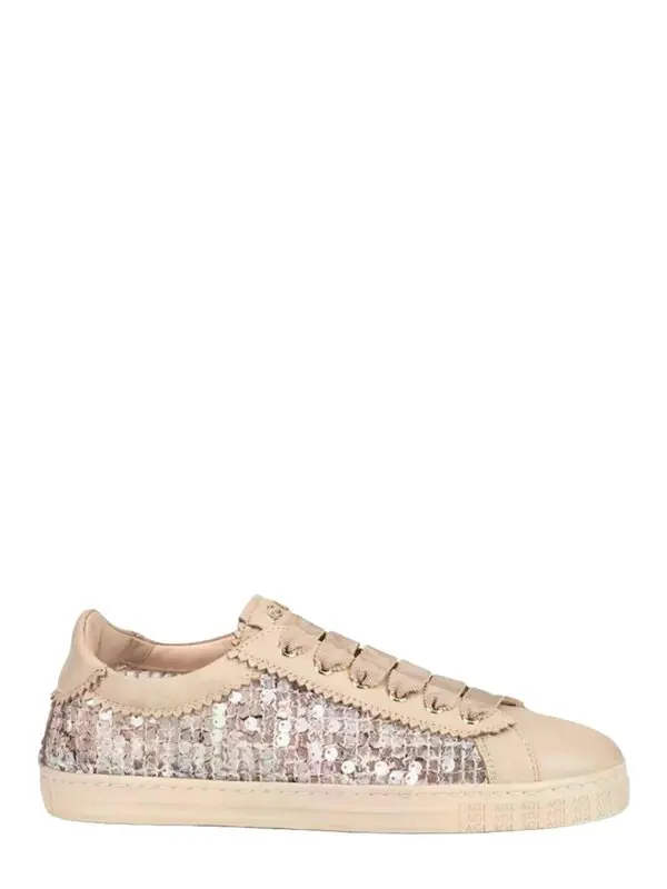 Agl Sequined Lace Trim Sneakers - Neutrals