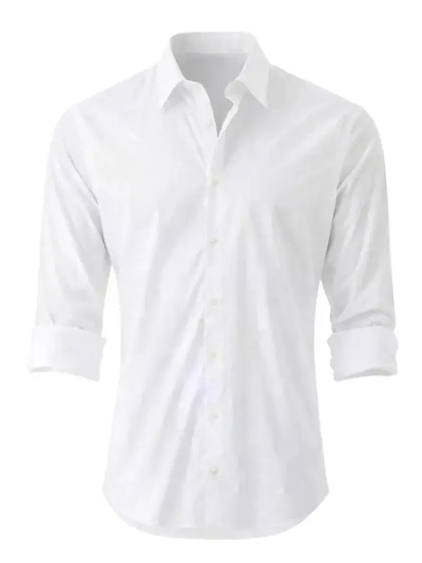 PATRICK ASSARAF Darted Long-sleeved Cotton Shirt - White