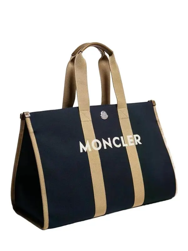 Moncler Logo-detail Canvas Tote - Blue