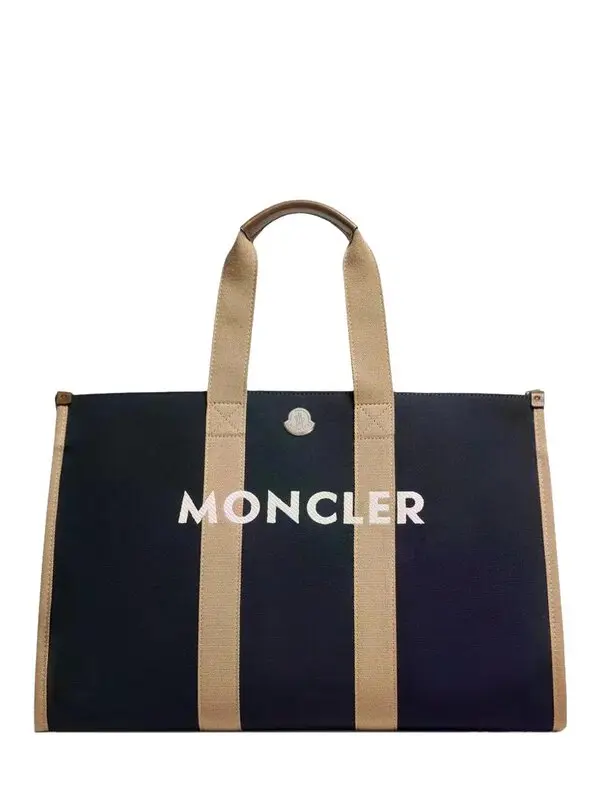 Moncler Logo-detail Canvas Tote - Blue