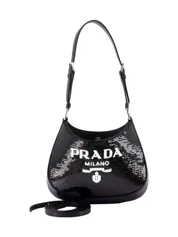 Prada Cleo Sequins Small Shoulder Bag - Black