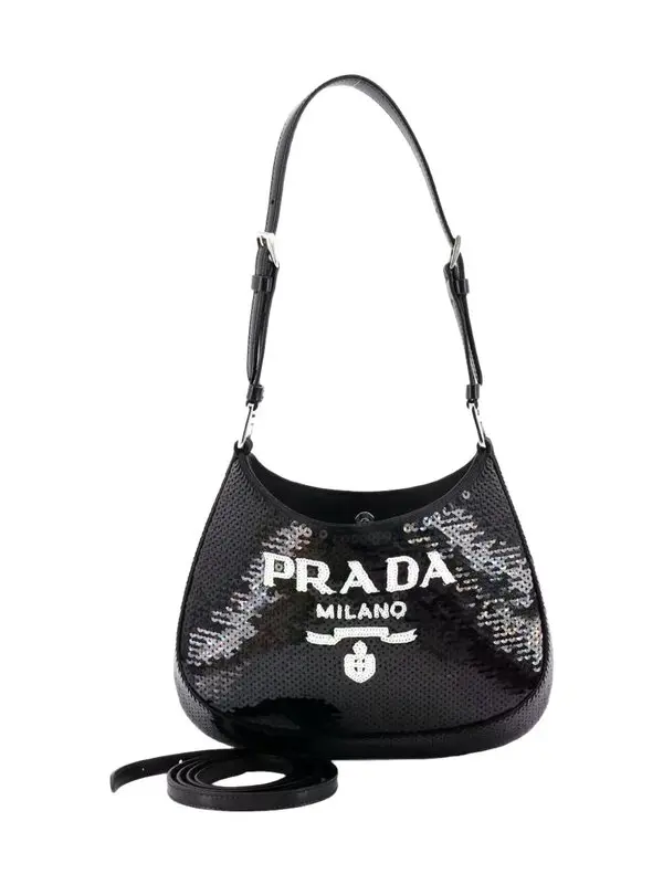 Prada Cleo Sequins Small Shoulder Bag - Black