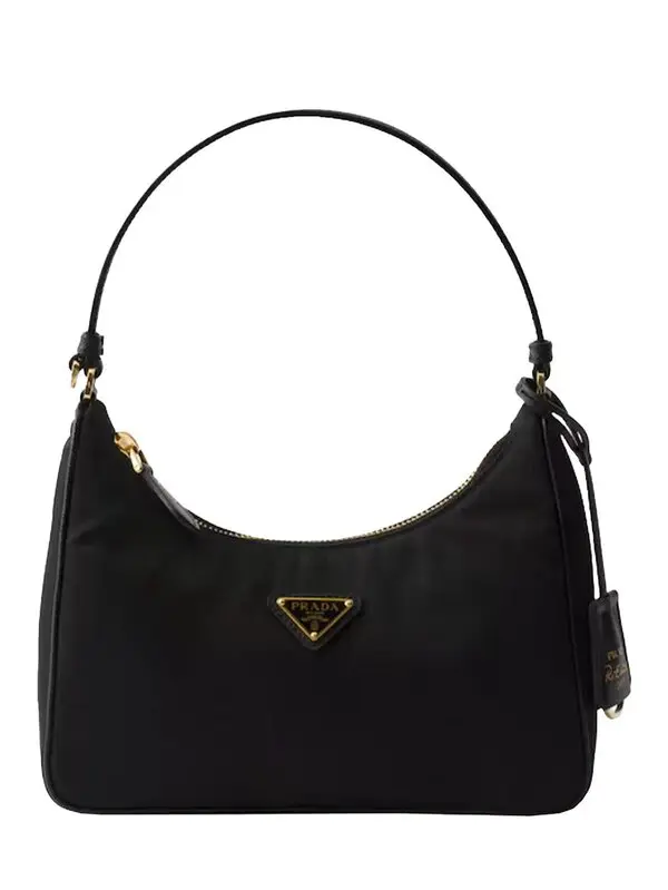 Prada Mini 2005 Re-edition Shoulder Bag With Triangle Logo - Black