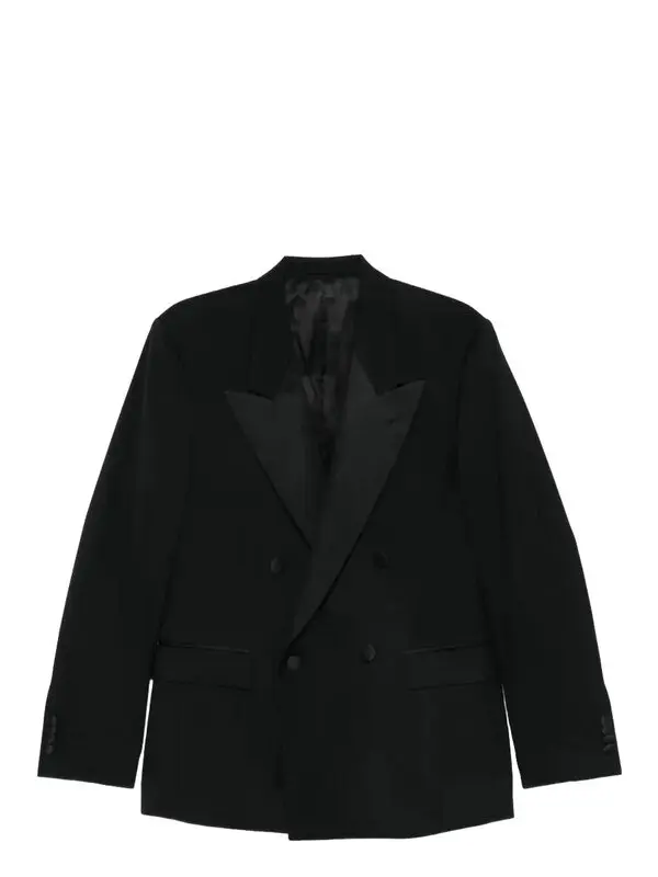 LARDINI Peaked-lapel Double-breasted Jacket - Black