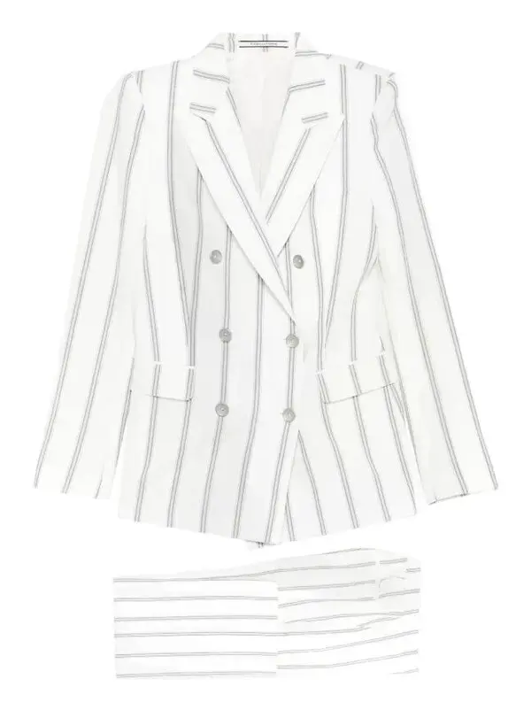 Tagliatore Double-breasted Striped Suit - White