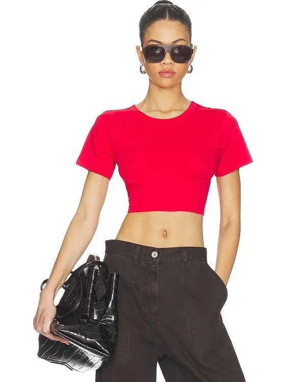 Attico Cropped T-shirt With Back Tie Detail - Red