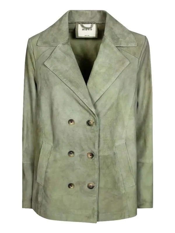 MONO Suede Double-breasted Blazer - Green