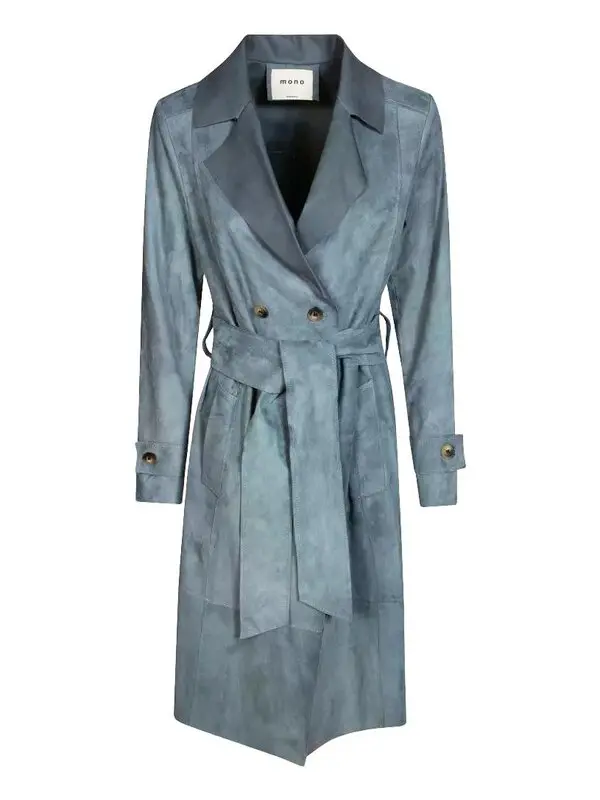 MONO Suede Trench Coat - Blue