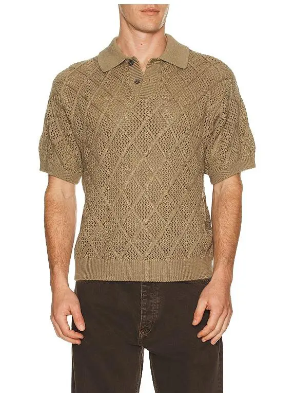 Obey Eryk Knitted Polo In . Also - Brown