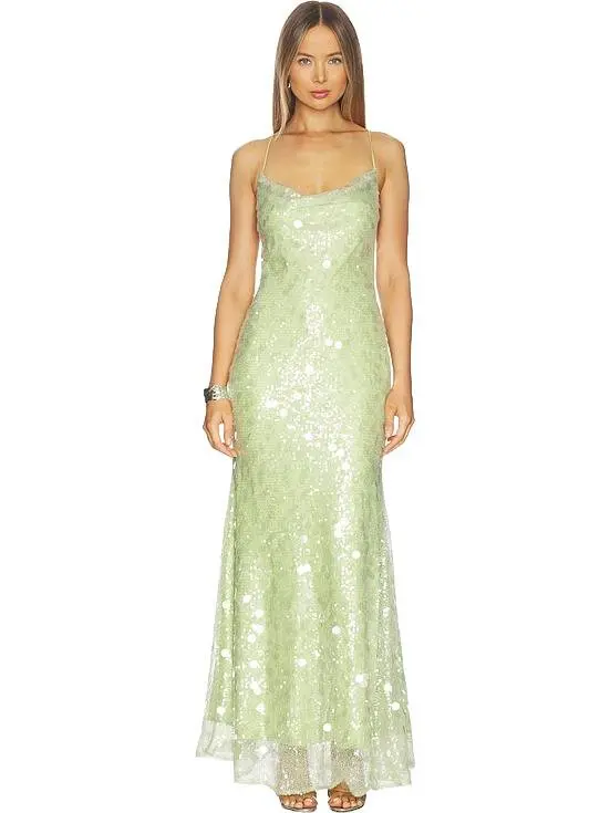 Delfi Sequin Maxi Dress - Green