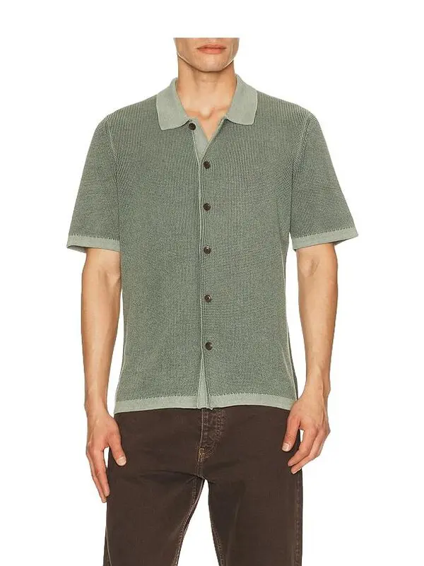 Faherty Brand Short Sleeve Sunwashed Knitted Shirt In . Also - Olive