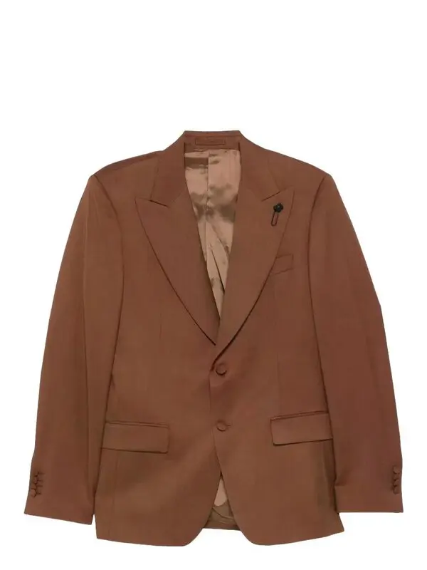 LARDINI Flower-pin Blazer - Brown