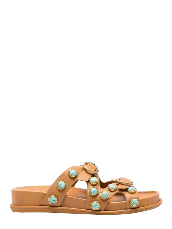 Cult Gaia Blair Buckle Embellished Sandals - Brown