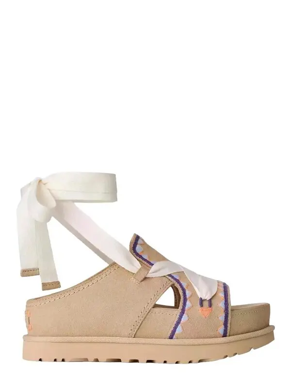 UGG Goldenstar Hi Artistitch Ribbon Sandals - Neutrals