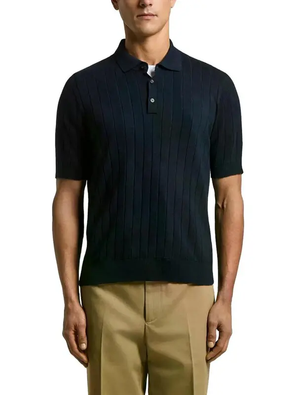 Peserico Ribbed Polo - Blue