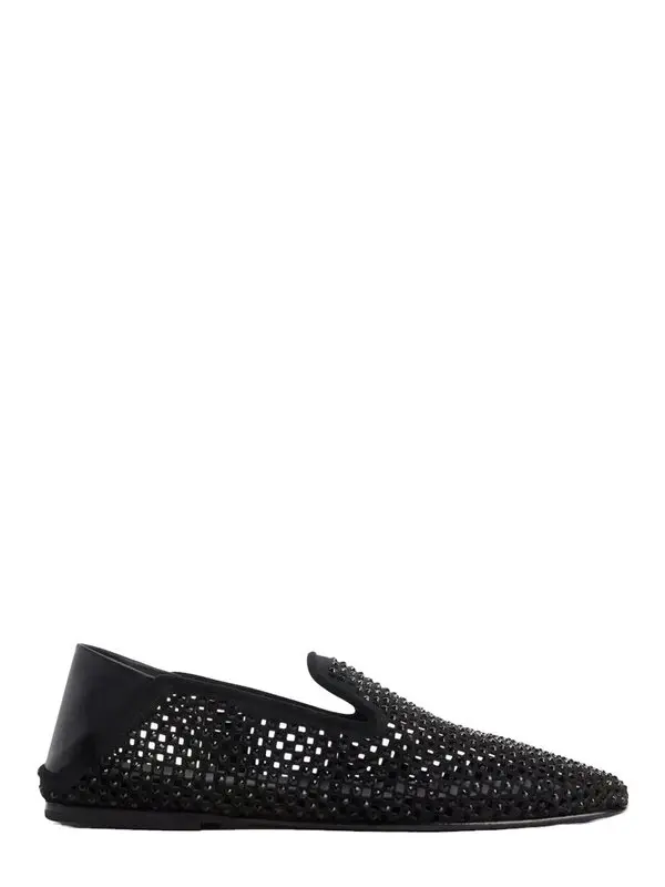 GIUSEPPE ZANOTTI Perforated Rhinestone Loafers - Black