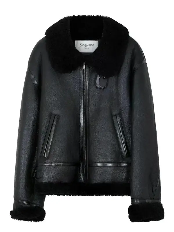 Saint Laurent Shearling Trim Jacket - Black