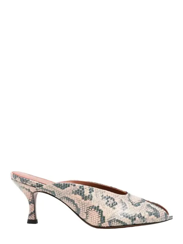 Lola Cruz Snakeskin-pattern Peep-toe Sandals - Neutrals