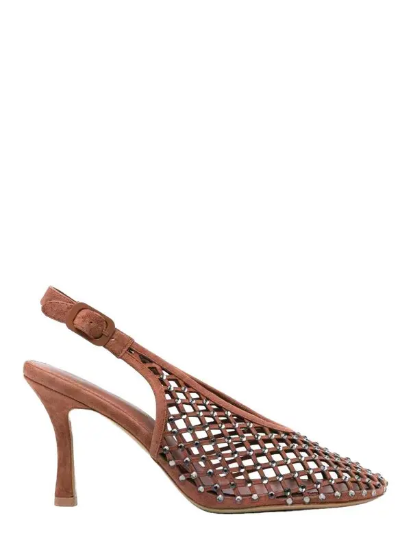 Lola Cruz Bruna Studded Slingback Sandals - Brown