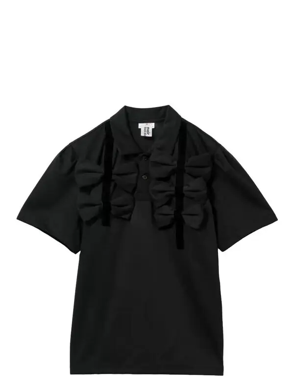 Noir Kei Ninomiya Ruffled Polo Shirt - Black