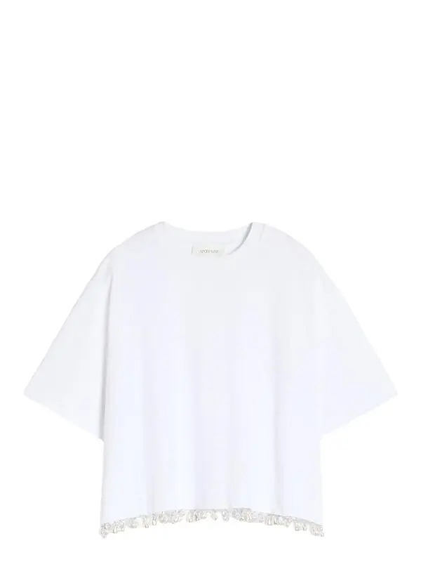 Sportmax Embellished Cotton T-shirt - White