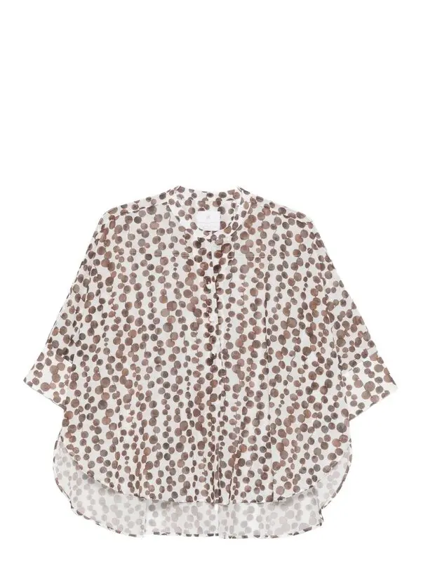 TRAME AUREE Printed Cotton Blouse - White