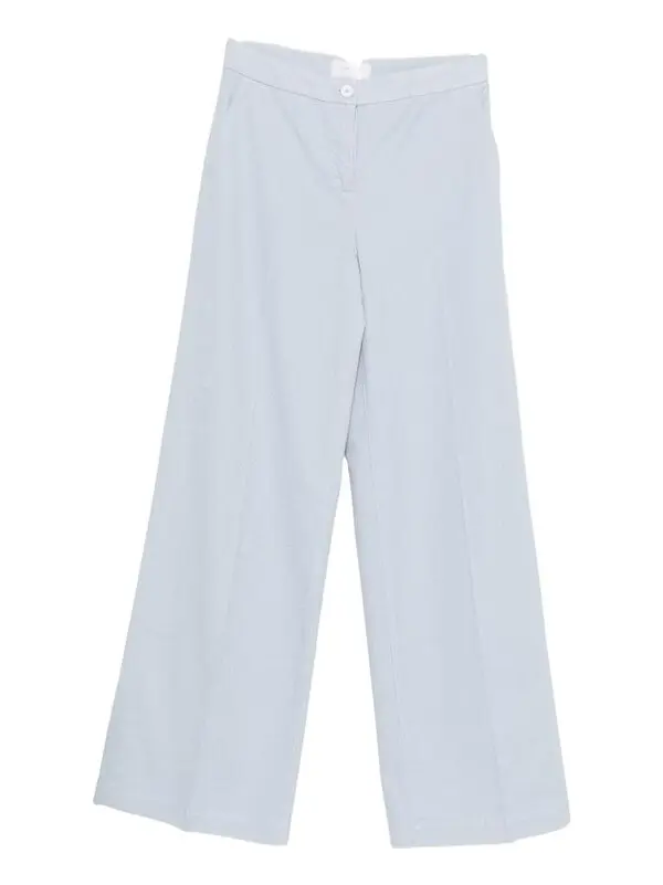 VIA MASINI 80 Wide-leg Cotton Trousers - Sky Blue