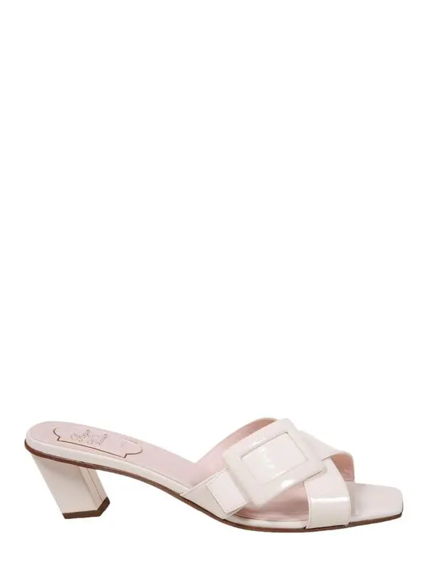 ROGER VIVIER Belle Vivier Leather Mules - White