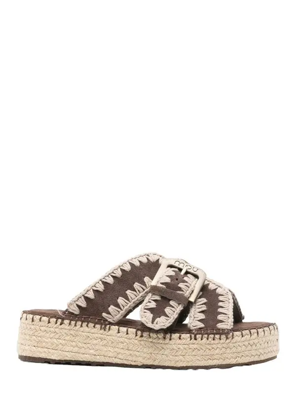 Mou Jute Platform Sandals - Brown
