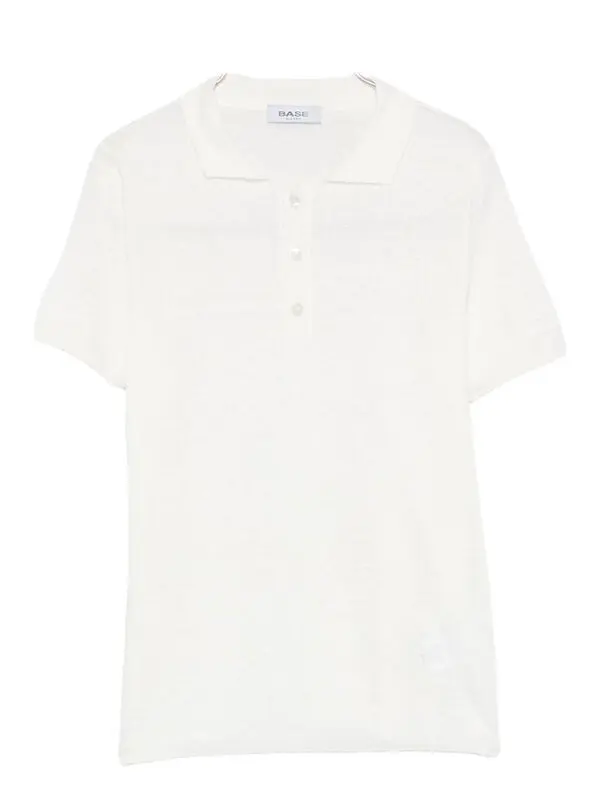 BASE Linen And Cotton Blend Polo Shirt - White