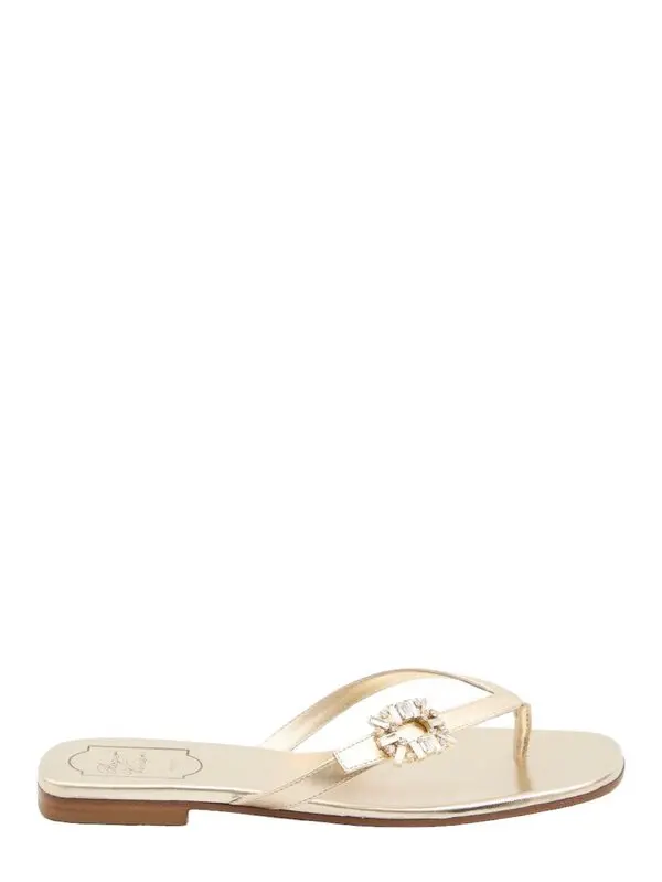 ROGER VIVIER Leather Thong Sandals - Gold