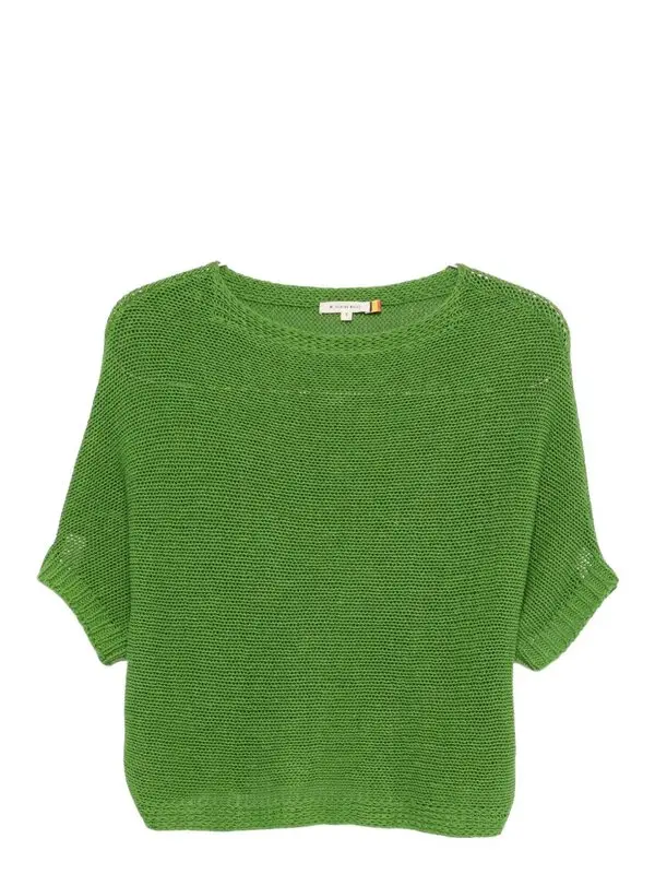 TALKING WALLS Linen Knit Top - Green