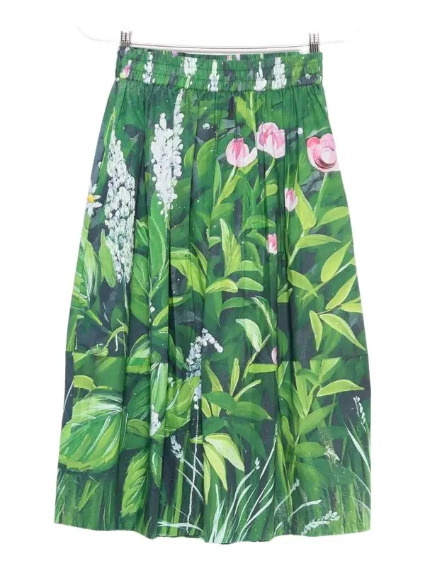 TALKING WALLS Printed Cotton Midi Skirt - Green