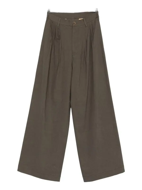 UMA WANG Paella Linen Blend Trousers - Grey