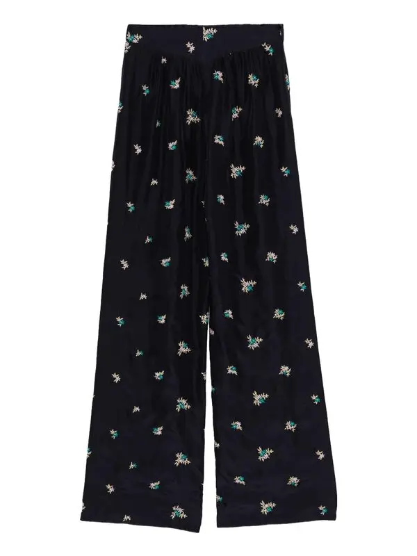 FORTE_FORTE Embroidered Silk Trousers - Blue